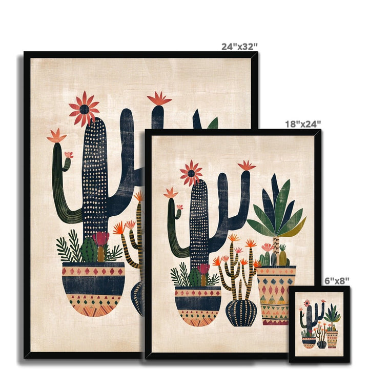 Folk Art Cactus Trio - Floral Framed Print by doingly | Art Prints