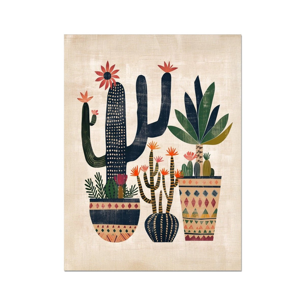 Folk Art Cactus Trio - Floral Framed Print by doingly | Art Prints