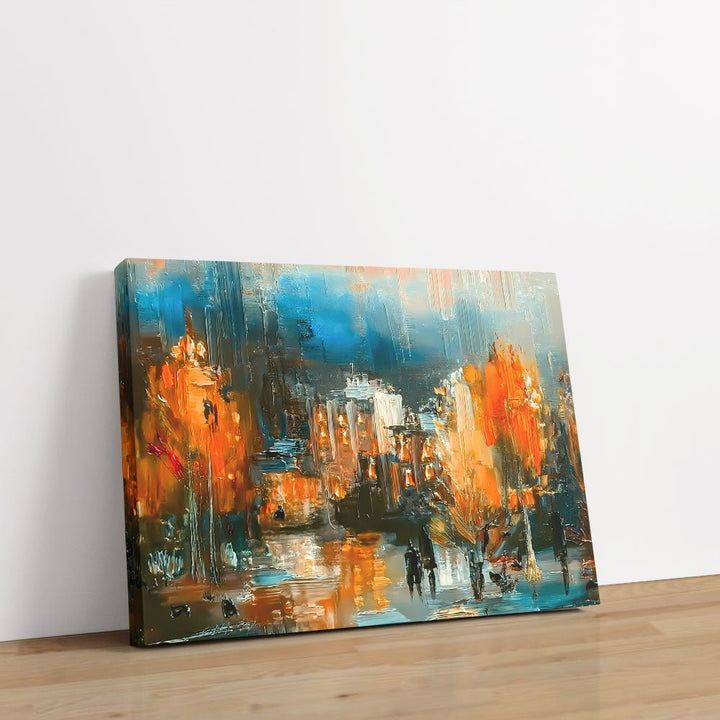 Golden Leaves & Urban Dreams - Abstract Canvas Print by doingly | Art ...